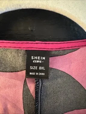 SHEIN | Dresses | Shein Pink And Black Graphic Curve Kimono Top | Poshmark